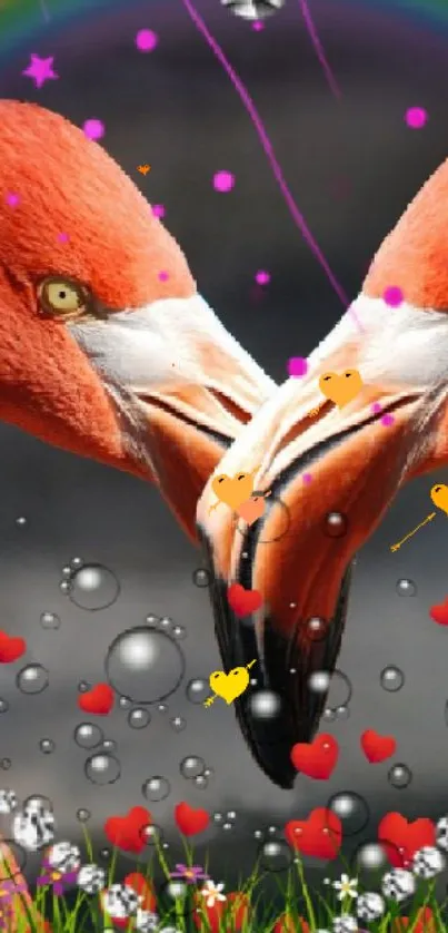 Romantic Flamingo Heart Wallpaper - free download