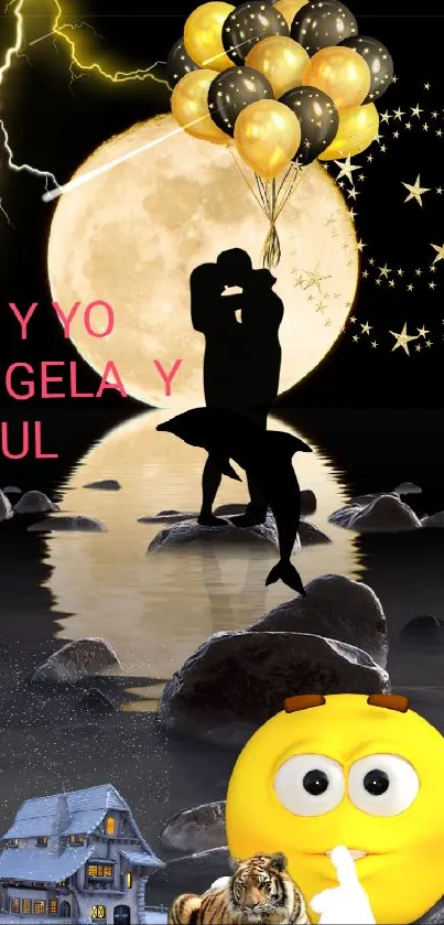 Romantic Moonlit Embrace Art - free download