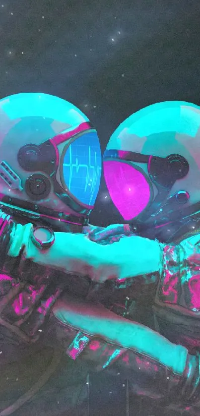 Romantic Neon Astronauts Wallpaper - free download