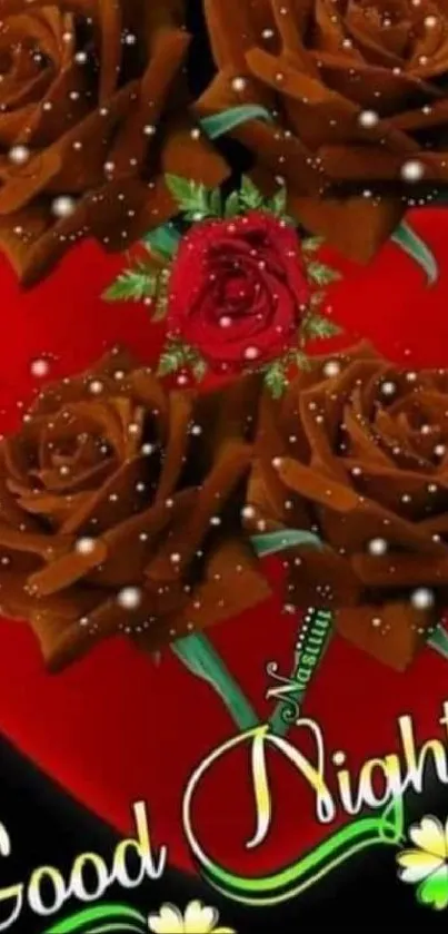 Romantic Red Heart Night Wallpaper - free download