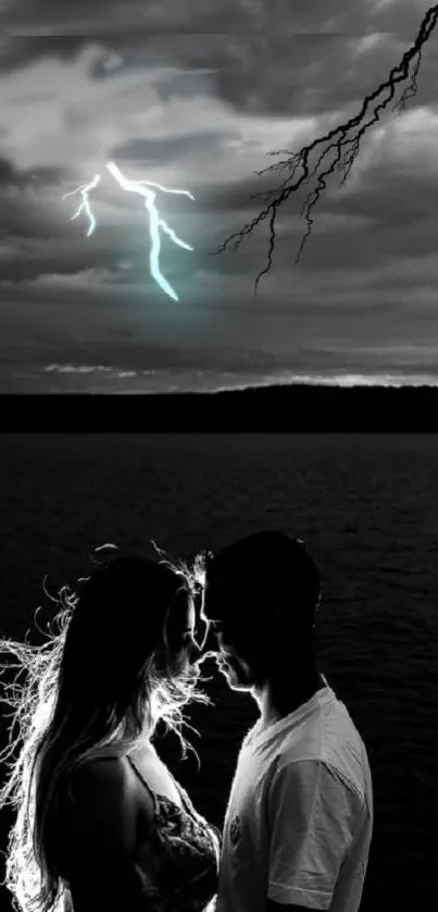 Romantic Silhouette with Lightning - free download