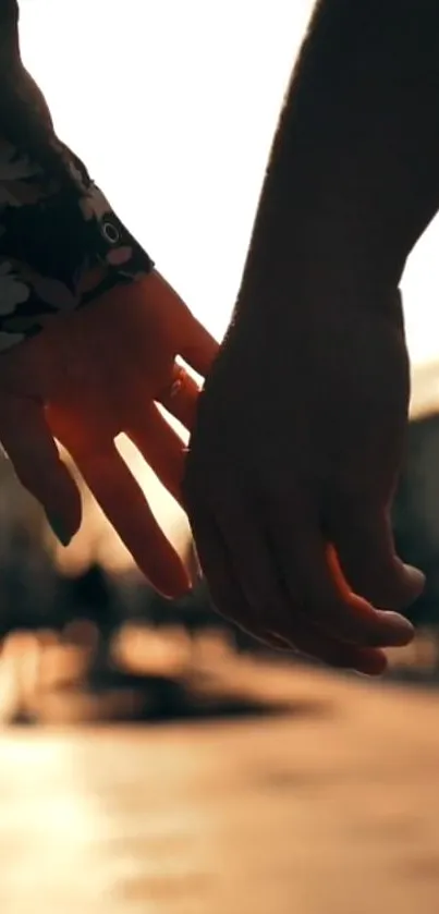 Romantic Sunset Holding Hands - free download