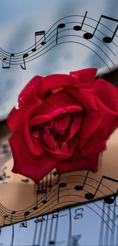 Rose and Music Notes Wallpaper - free download