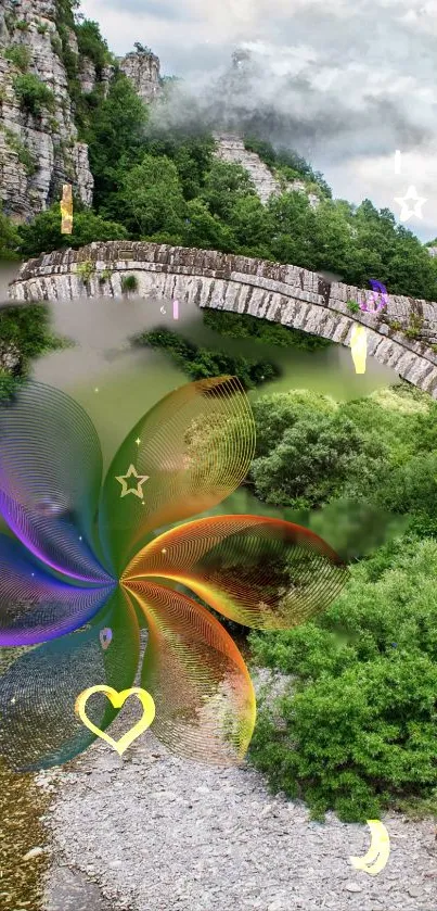 Rustic Bridge in Serene Landscape - free download