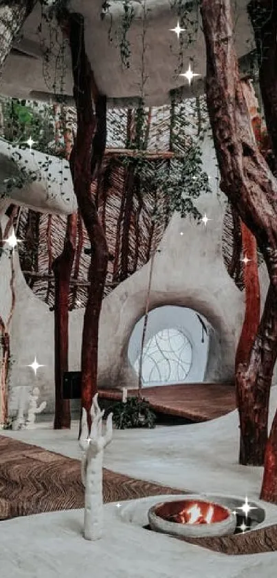 Rustic Forest Interior Wallpaper - free download