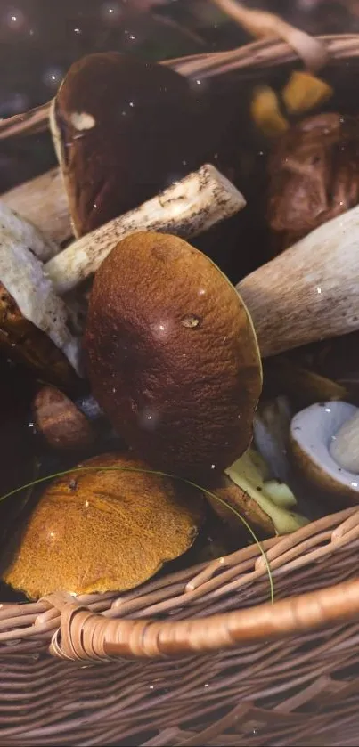 Rustic Mushroom Basket Wallpaper - free download