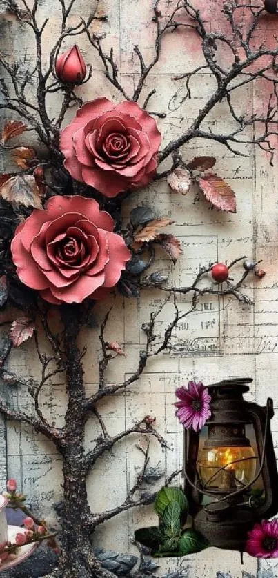 Rustic Rose Tree Wallpaper - free download