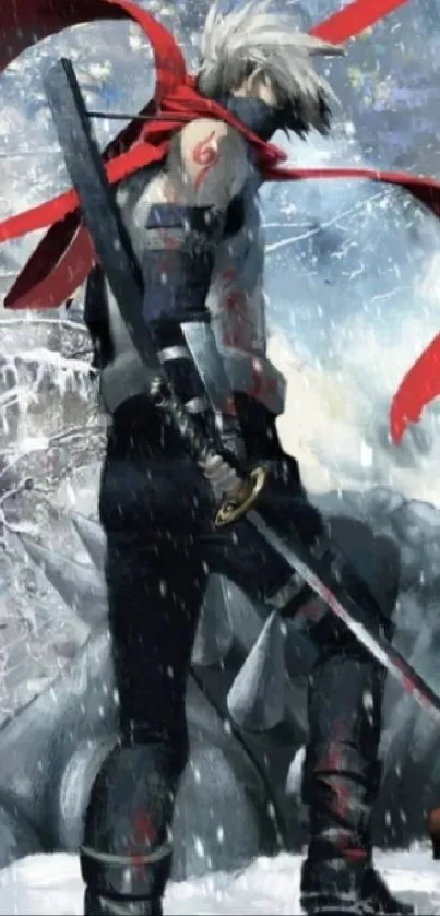 Samurai Anime Winter Scene - free download