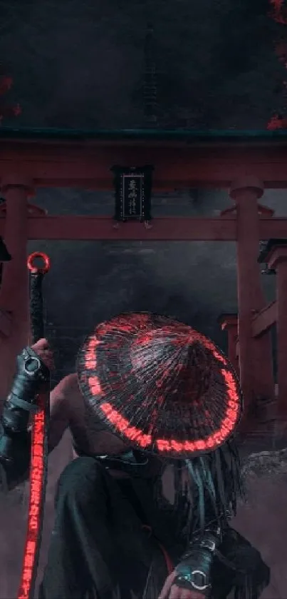 Samurai in Mystical Red Forest - free download