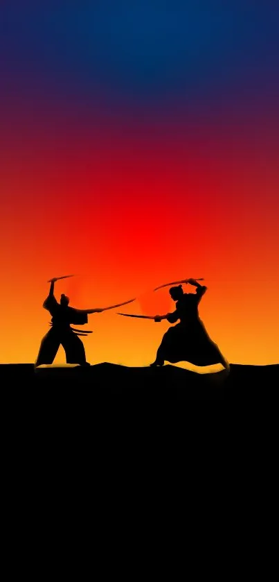 Samurai Silhouette Sunset Art - free download