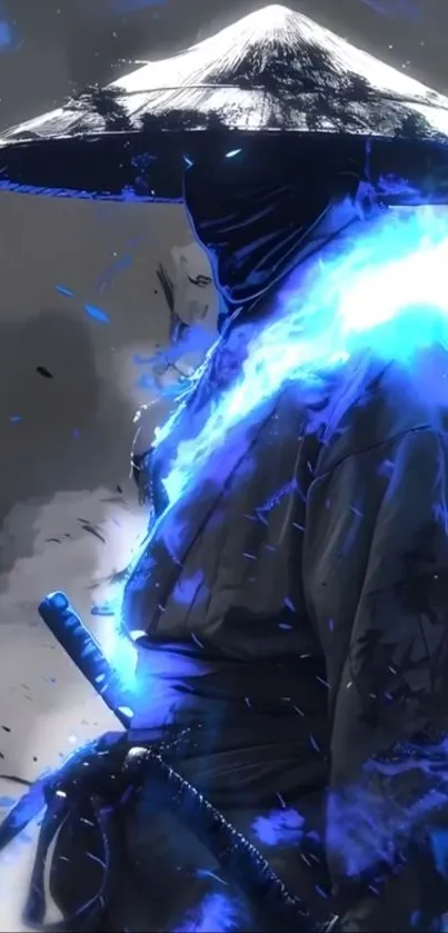 Samurai with Blue Aura Wallpaper - free download