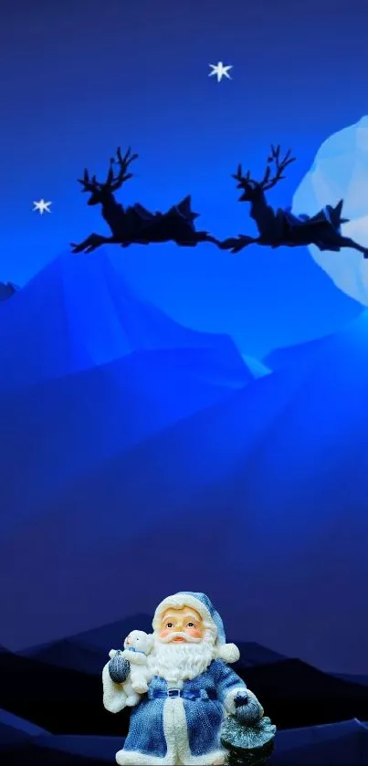 Santa and Reindeer Night Sky - free download