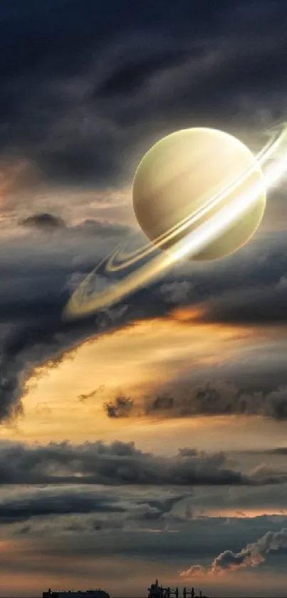 Saturn Amongst Stormy Clouds - free download