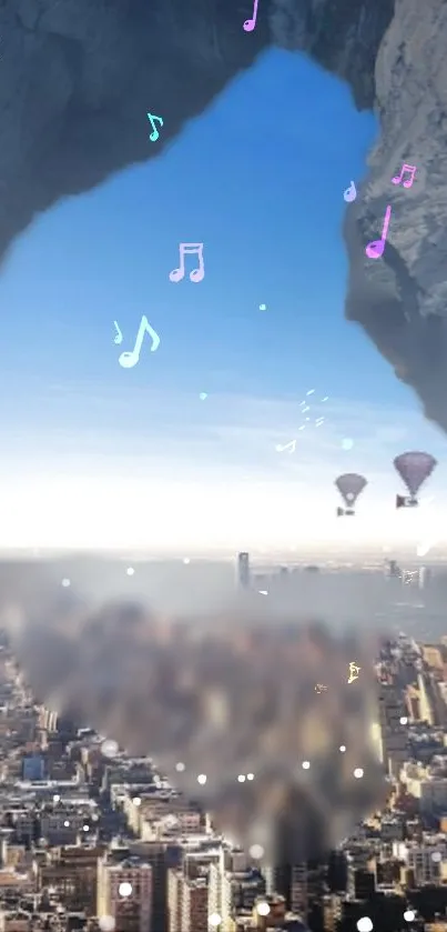 Scenic Cityscape with Music Notes - free download