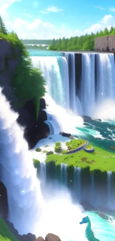 Scenic Waterfall Fantasy Wallpaper - free download