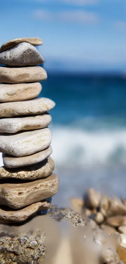 Serene Beach Stone Stack Wallpaper - free download