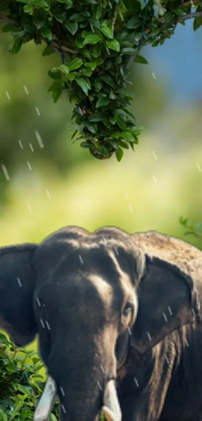 Serene Elephant in Rain Wallpaper - free download
