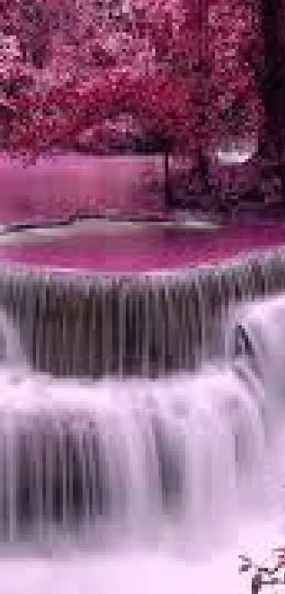 Serene Pink Waterfall Wallpaper - free download
