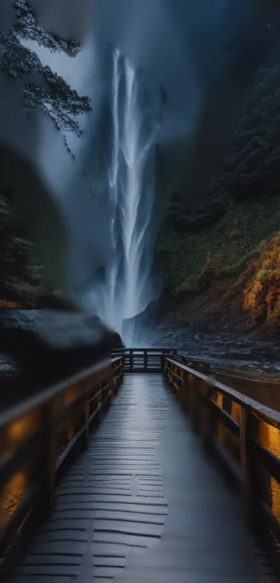 Serene Waterfall Pathway Wallpaper - free download