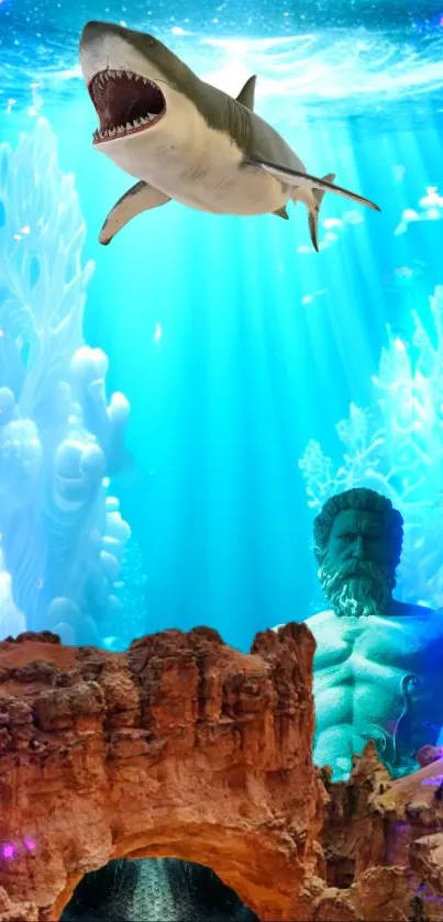 Shark and Neptune Ocean Scene - free download