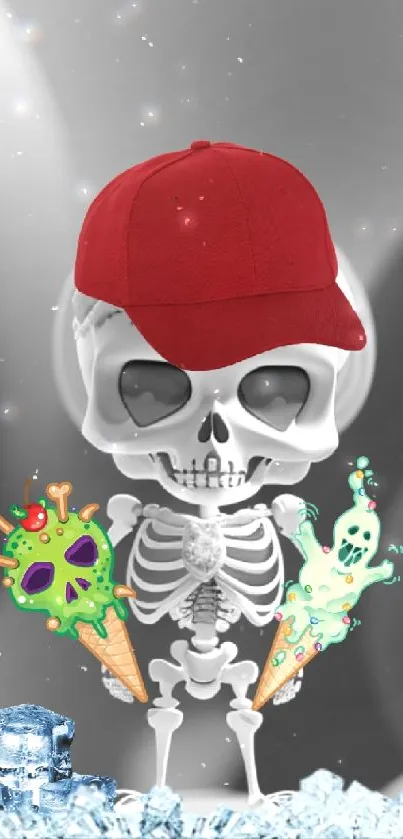 Skeleton with Ice Cream Art - free download