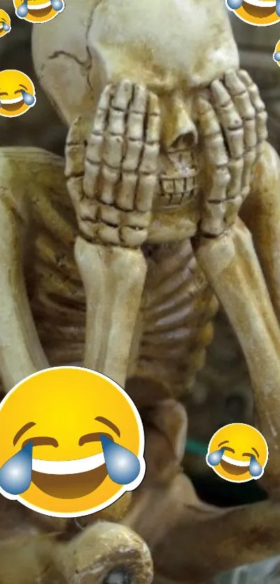 Skeleton with Laughing Emojis - free download