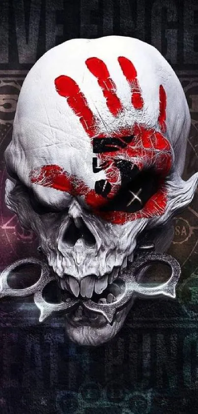 Skull with Red Handprint Wallpaper - free download