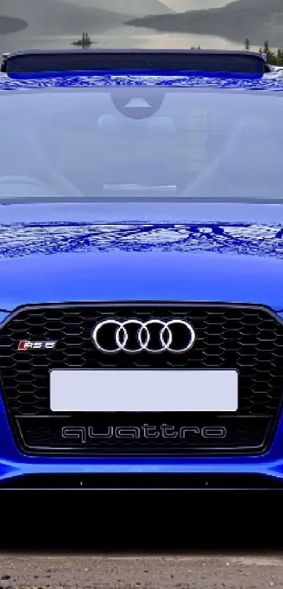 Sleek Blue Car Front View - free download