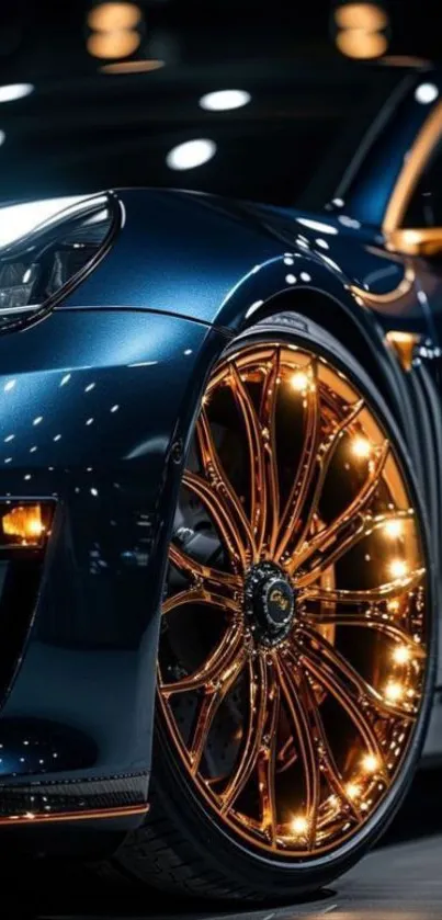 Sleek Car with Golden Rims - free download