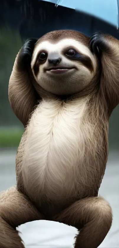 Sloth with Umbrella Wallpaper - free download