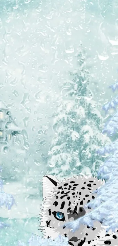 Snow Leopard in Winter Wonderland - free download