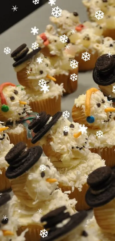 Snowman Cupcakes Mobile Wallpaper - free download