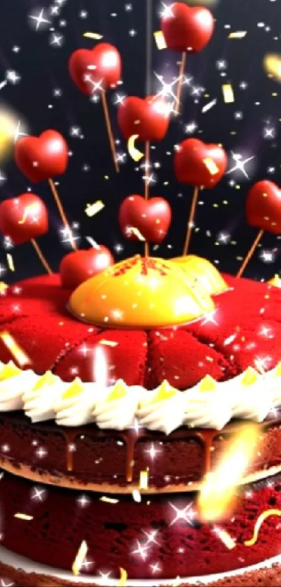 Sparkling Heart Cake Wallpaper - free download