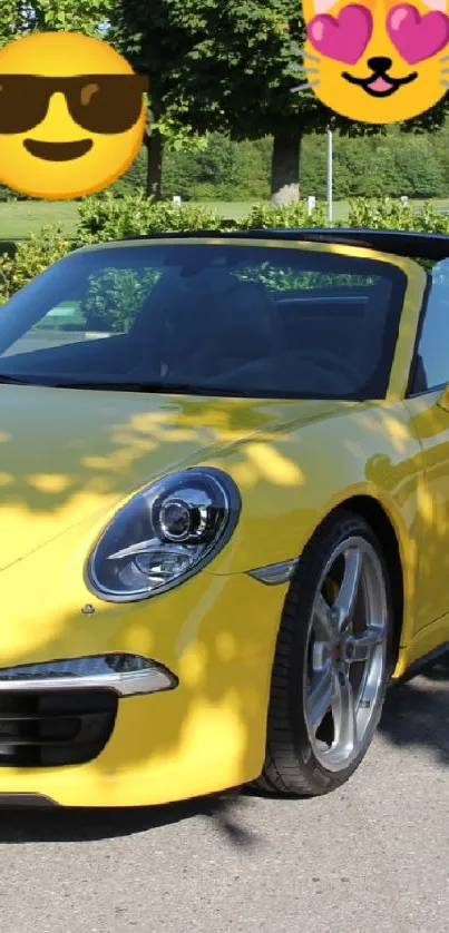 Sporty Yellow Car in Scenic Drive - free download