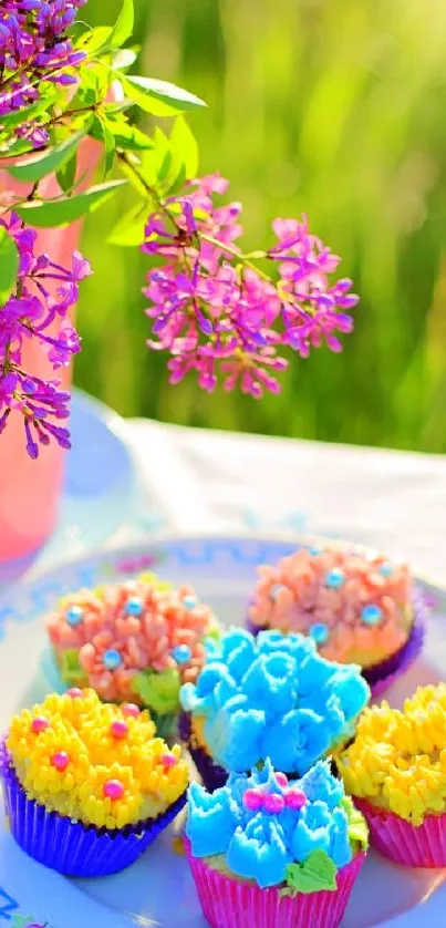 Spring Cupcake Floral Wallpaper - free download