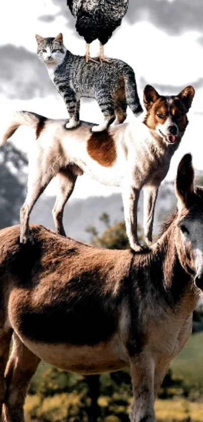 Stacked Animal Friends Wallpaper - free download