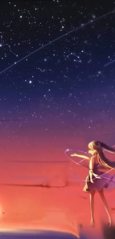 Starlit Anime Nightscape Wallpaper - free download