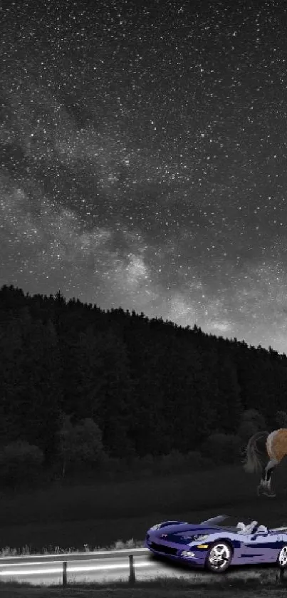 Starlit Road with Horse & Car - free download