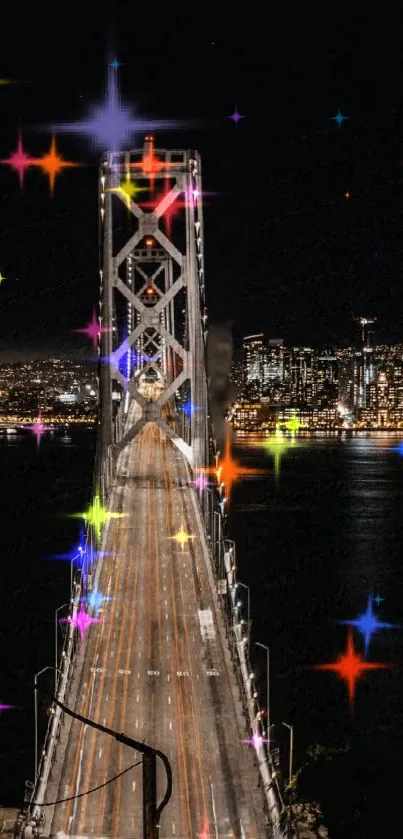 Starry City Bridge at Night - free download