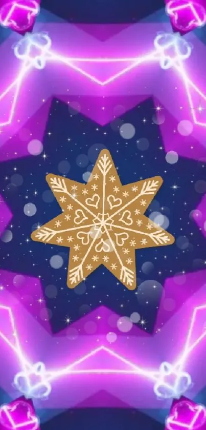 Starry Neon Gingerbread Wallpaper - free download