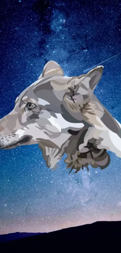 Starry Sky Wolf Wallpaper - free download