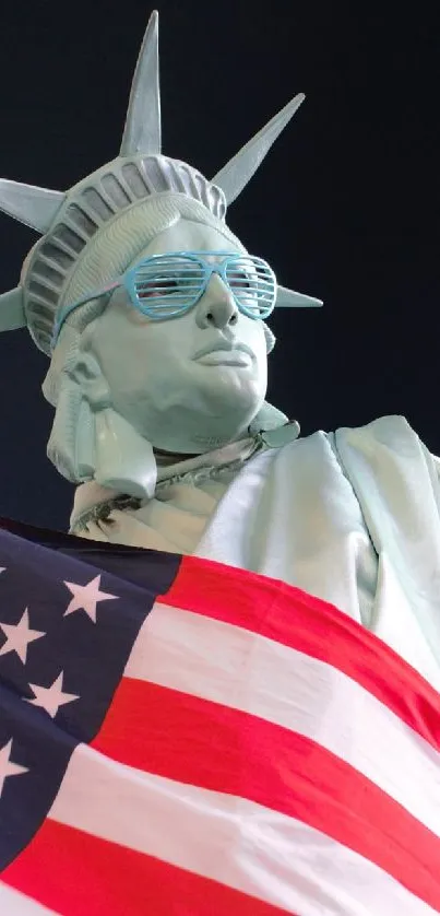 Statue and Flag Night Scene - free download