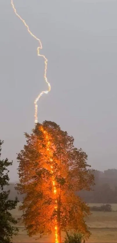 Striking Lightning Tree Wallpaper - free download
