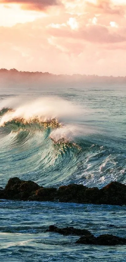 Stunning Ocean Waves at Sunset - free download