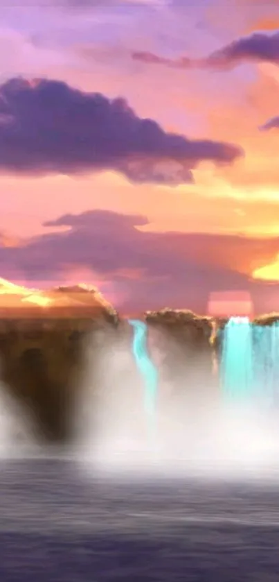 Stunning Sunset Waterfall Scene - free download