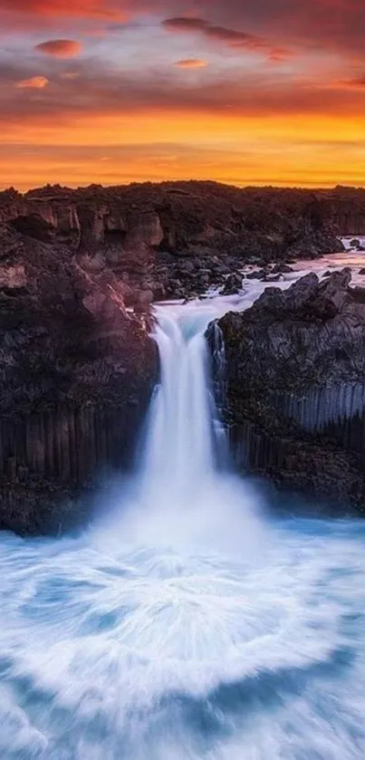 Stunning Waterfall at Sunset - free download