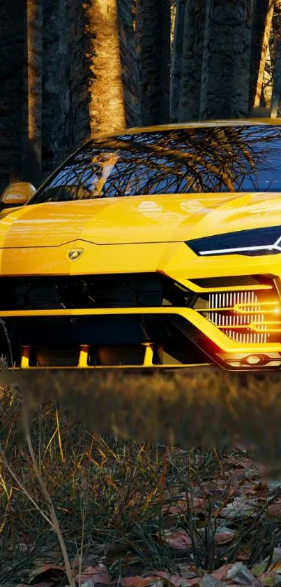 Stunning Yellow Car in Forest - free download