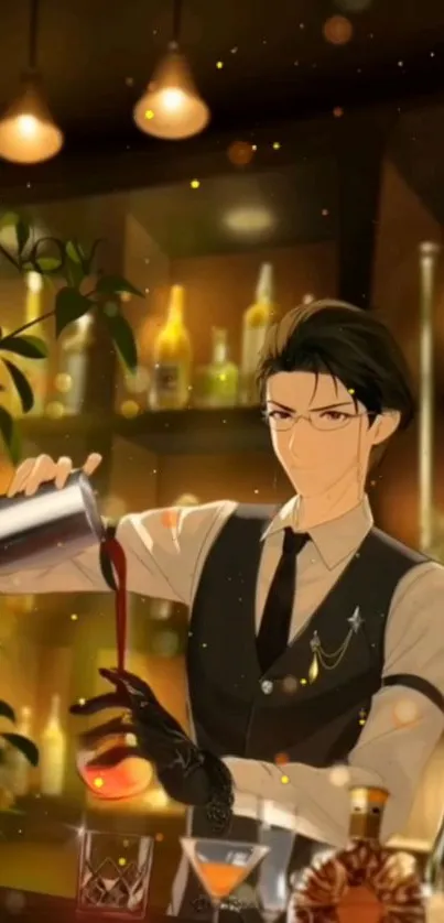 Stylish Bartender in Anime Bar - free download