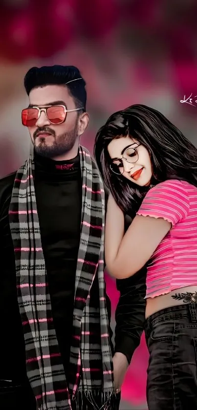 Stylish Couple with Pink Vibe - free download