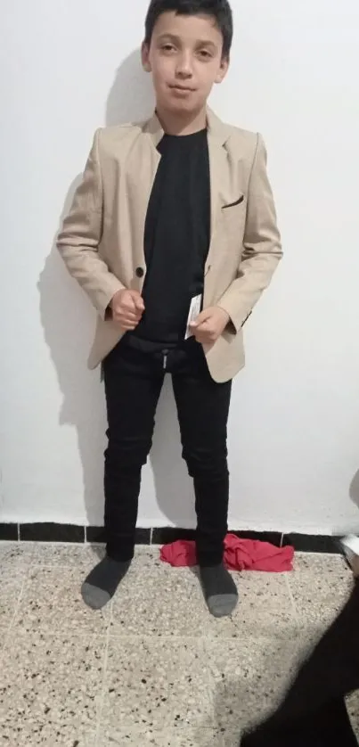 Stylish Kid in Tan Jacket - free download